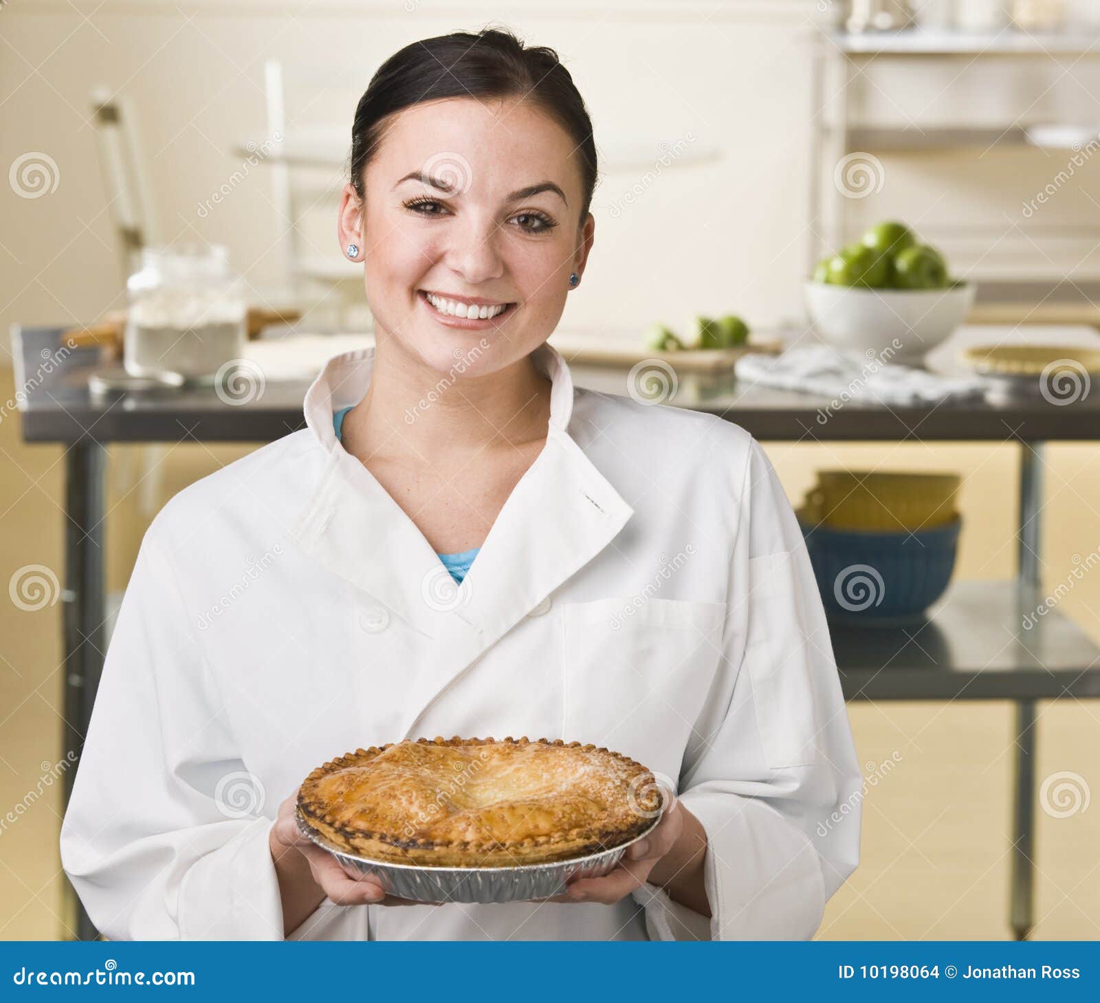 Woman Holding Pie stock photo. Image of brown, standing - 10198064