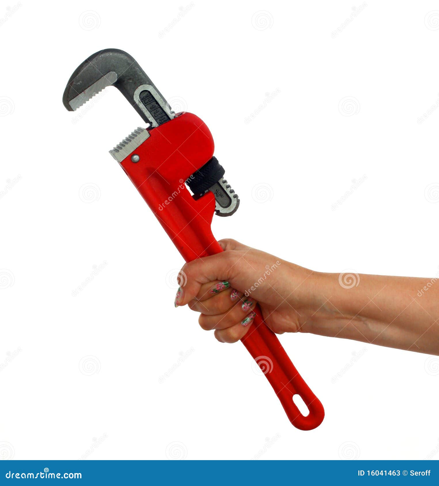 Woman holding pipe wrench stock image. Image of holding - 16041463
