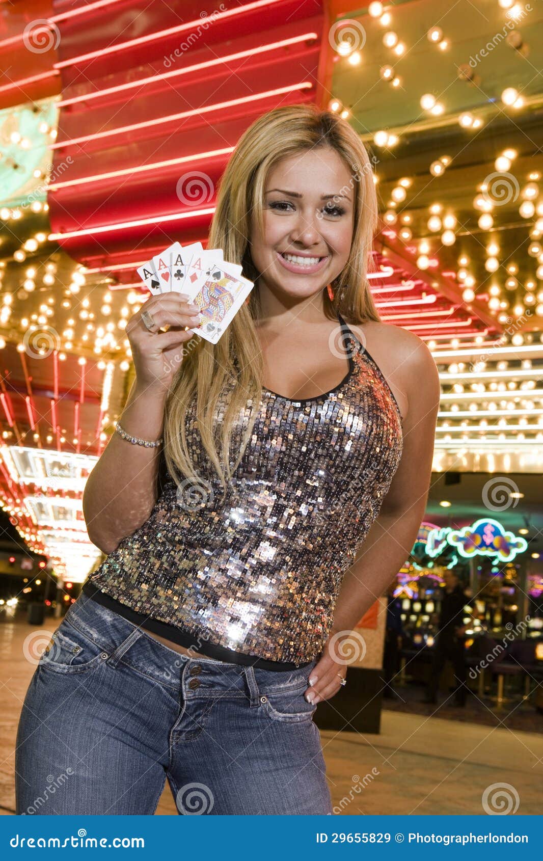 Woman Holding Playing Cards Stock Image - Image of illumination ...