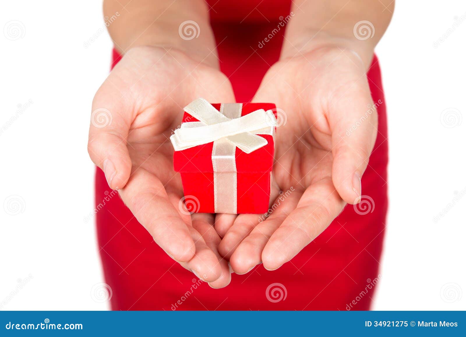 Woman Holding Present on Her Hands Stock Image - Image of little ...