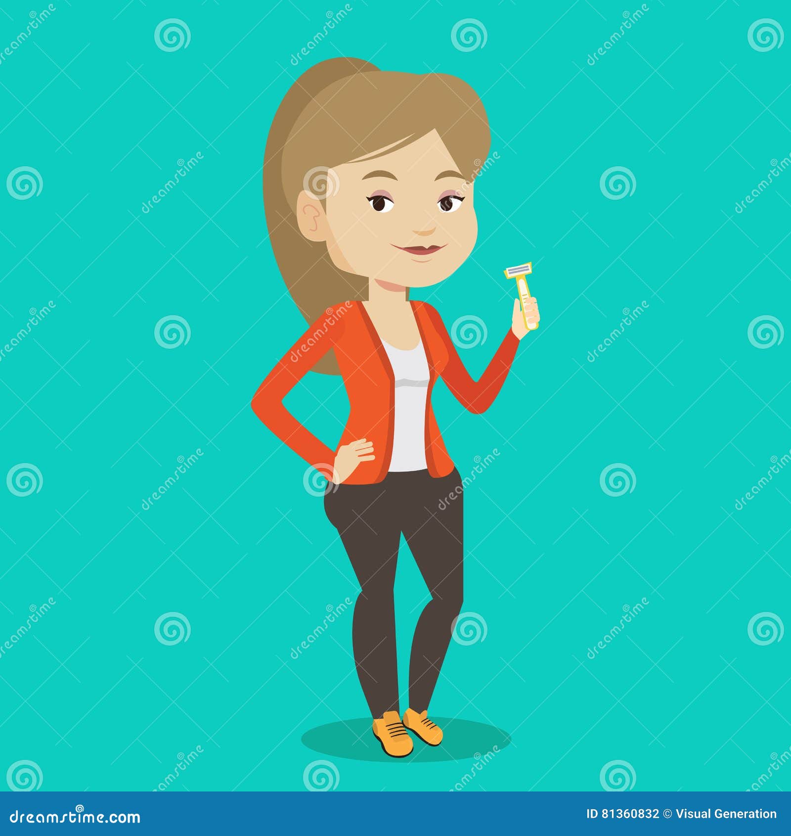 Woman Holding Razor in Hand Vector Illustration. Stock Vector ...
