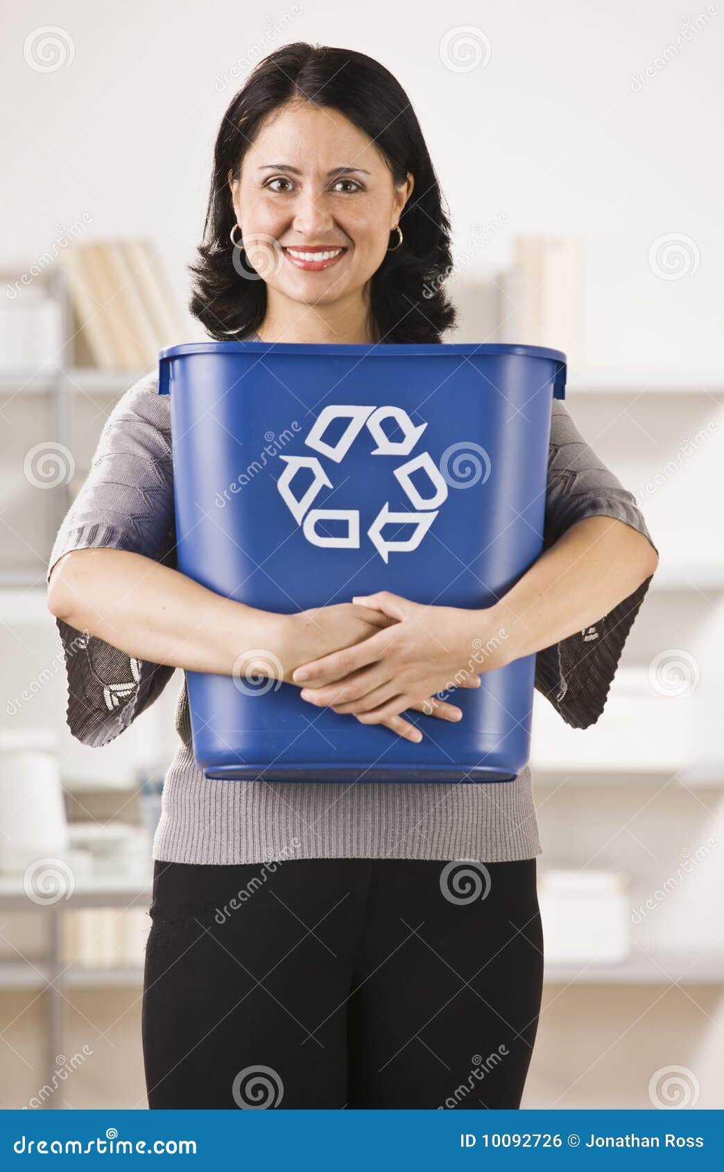 Woman Holding Recycling Basket Stock Photo - Image of hair, brunette ...