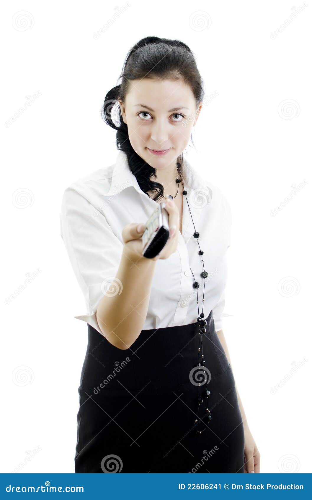 Woman Holding Remote Control Stock Image - Image of model, infrared ...