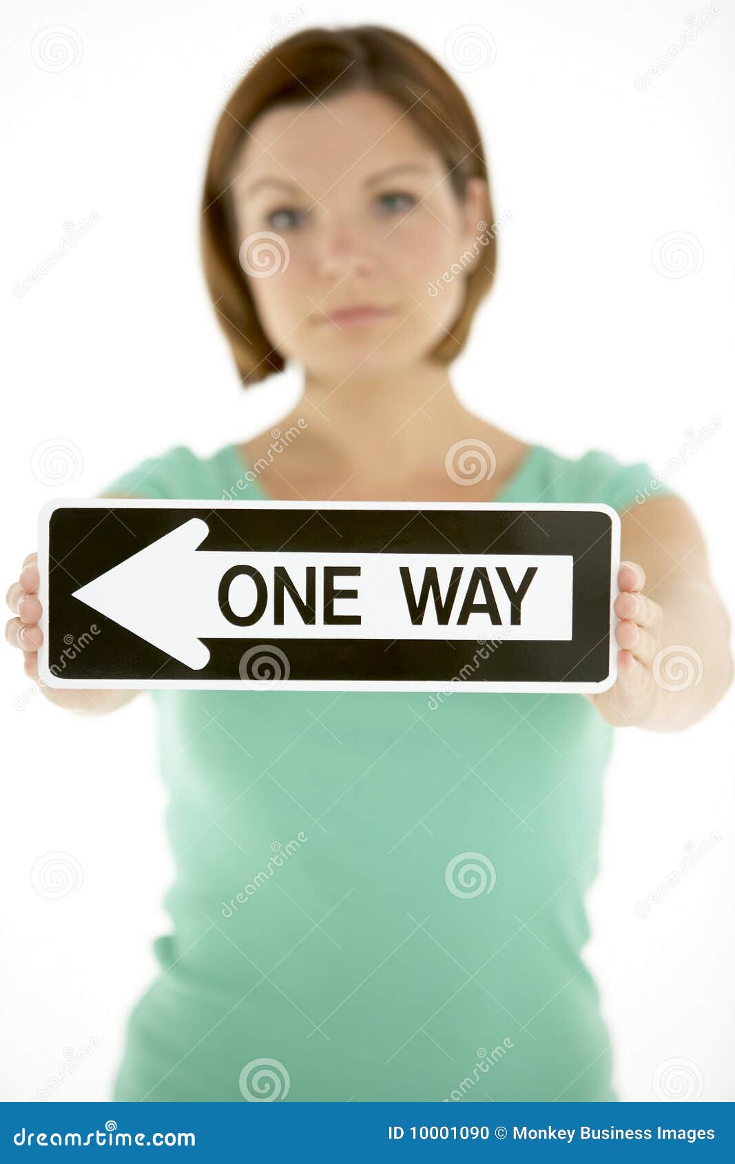 Woman Holding Road Traffic Sign Stock Photo - Image of idea, adult ...