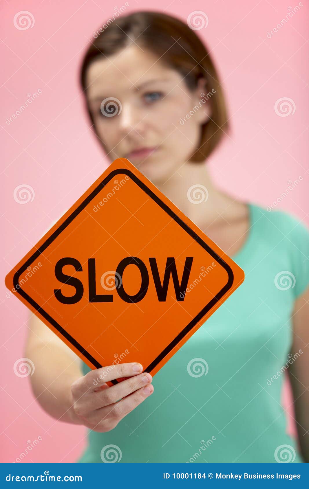 Woman Holding Road Traffic Sign Stock Photo - Image of studio, concept ...