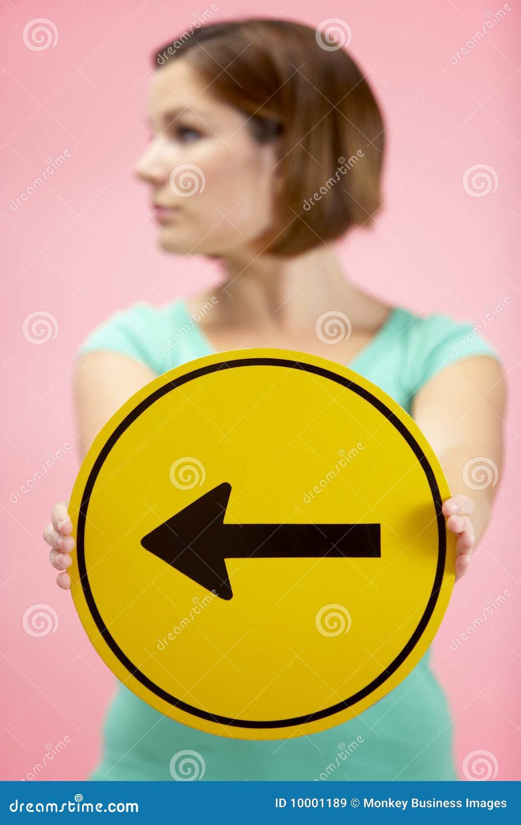 Woman Holding Road Traffic Sign Stock Image - Image of holding, road ...