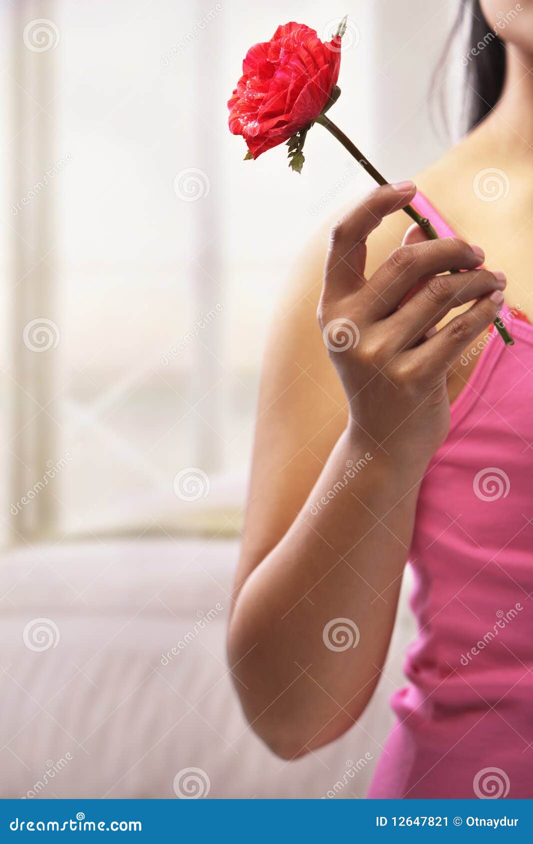 Woman holding rose stock image. Image of alone, body - 12647821