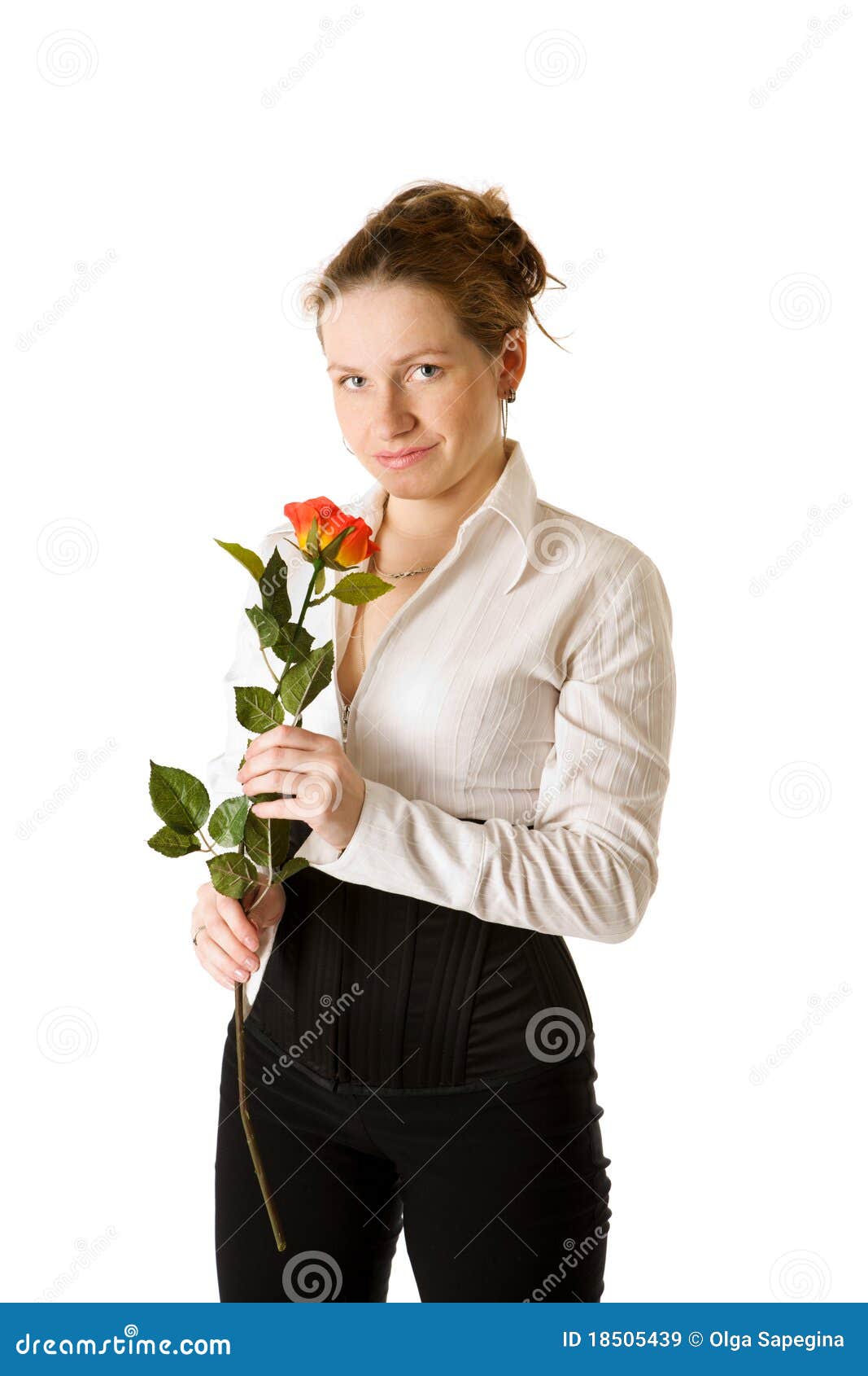 Woman holding rose stock image. Image of standing, freshness - 18505439