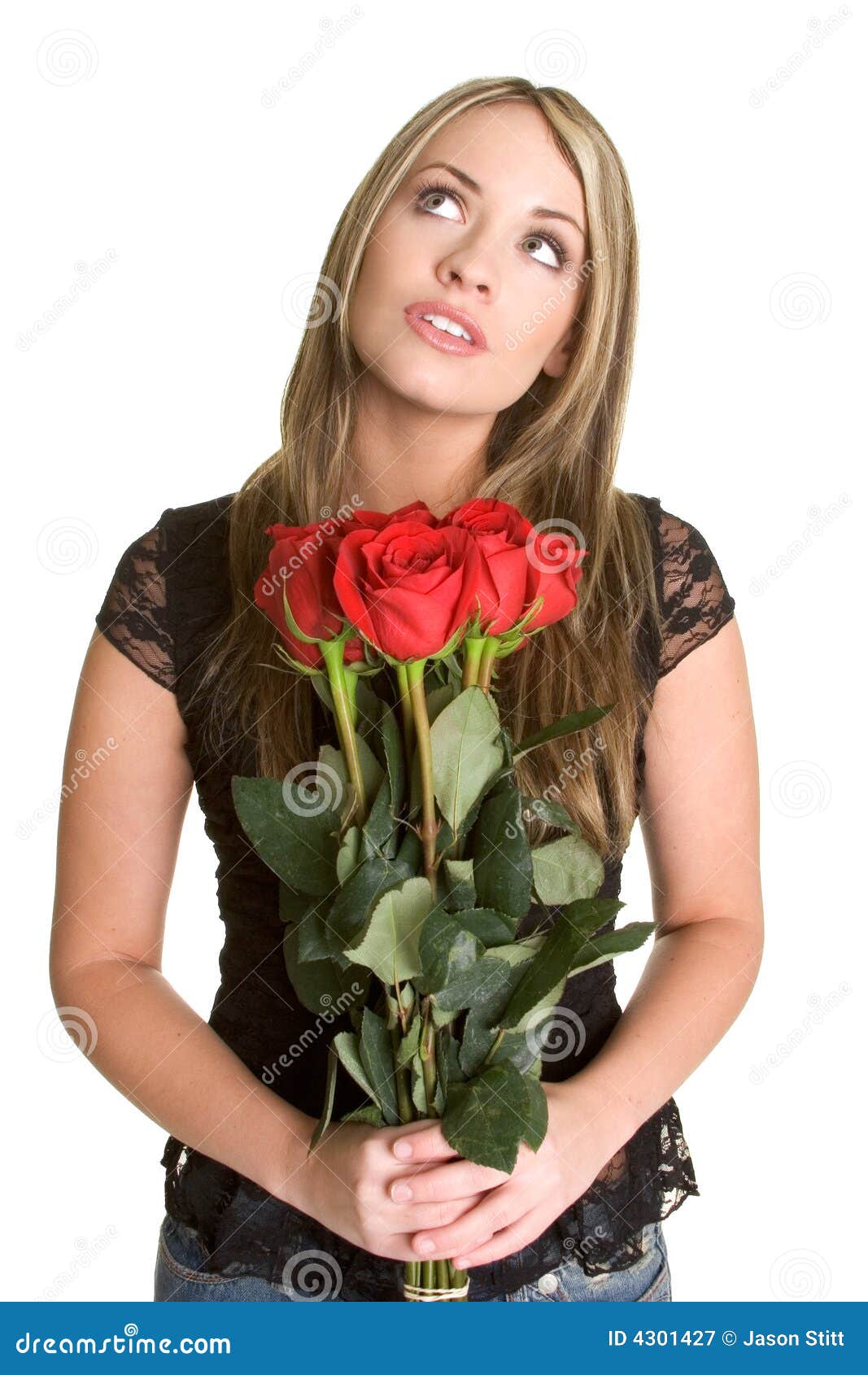 Woman Holding Roses stock image. Image of young, bouquet - 4301427