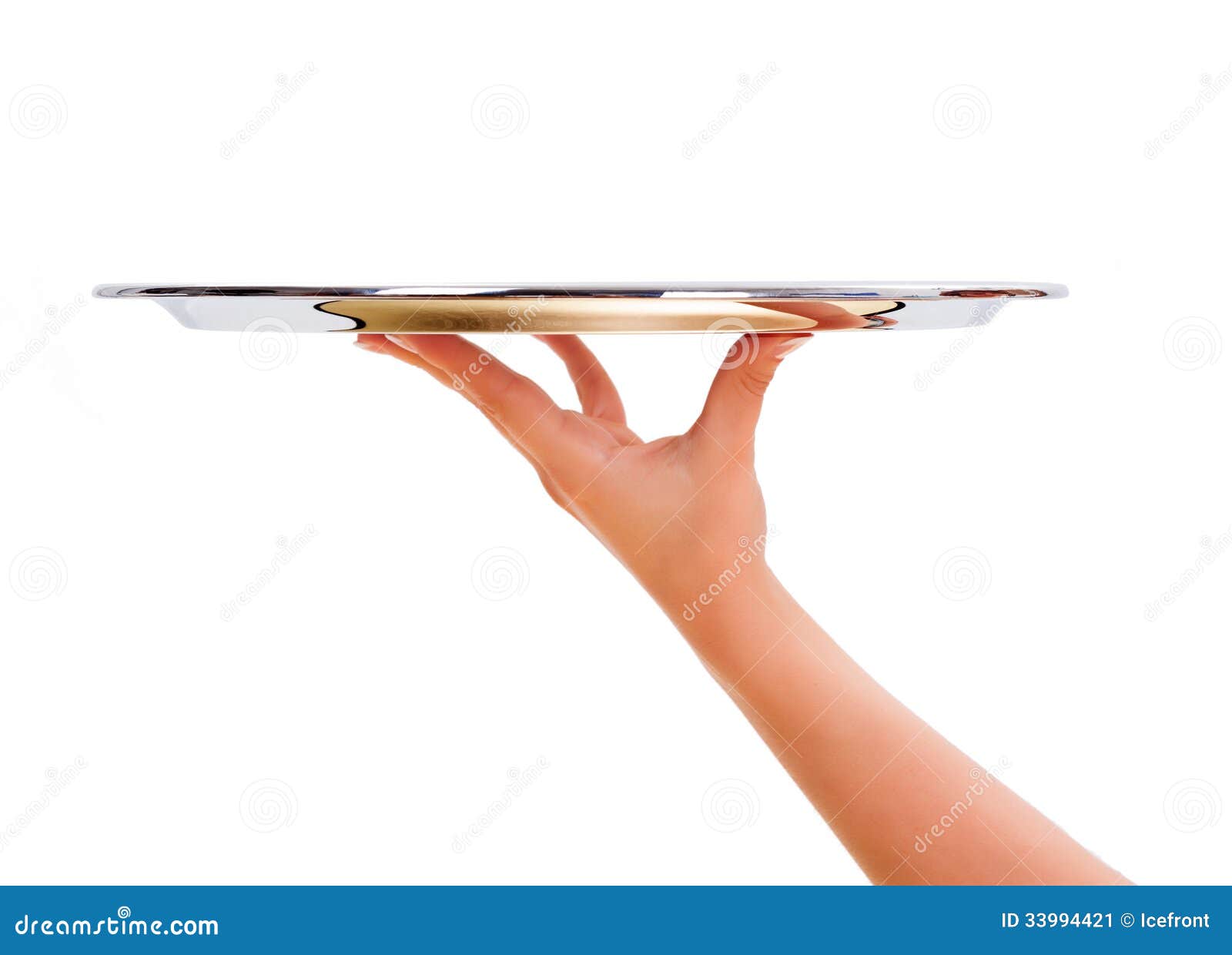Woman holding Salver stock image. Image of dish, utensils - 33994421