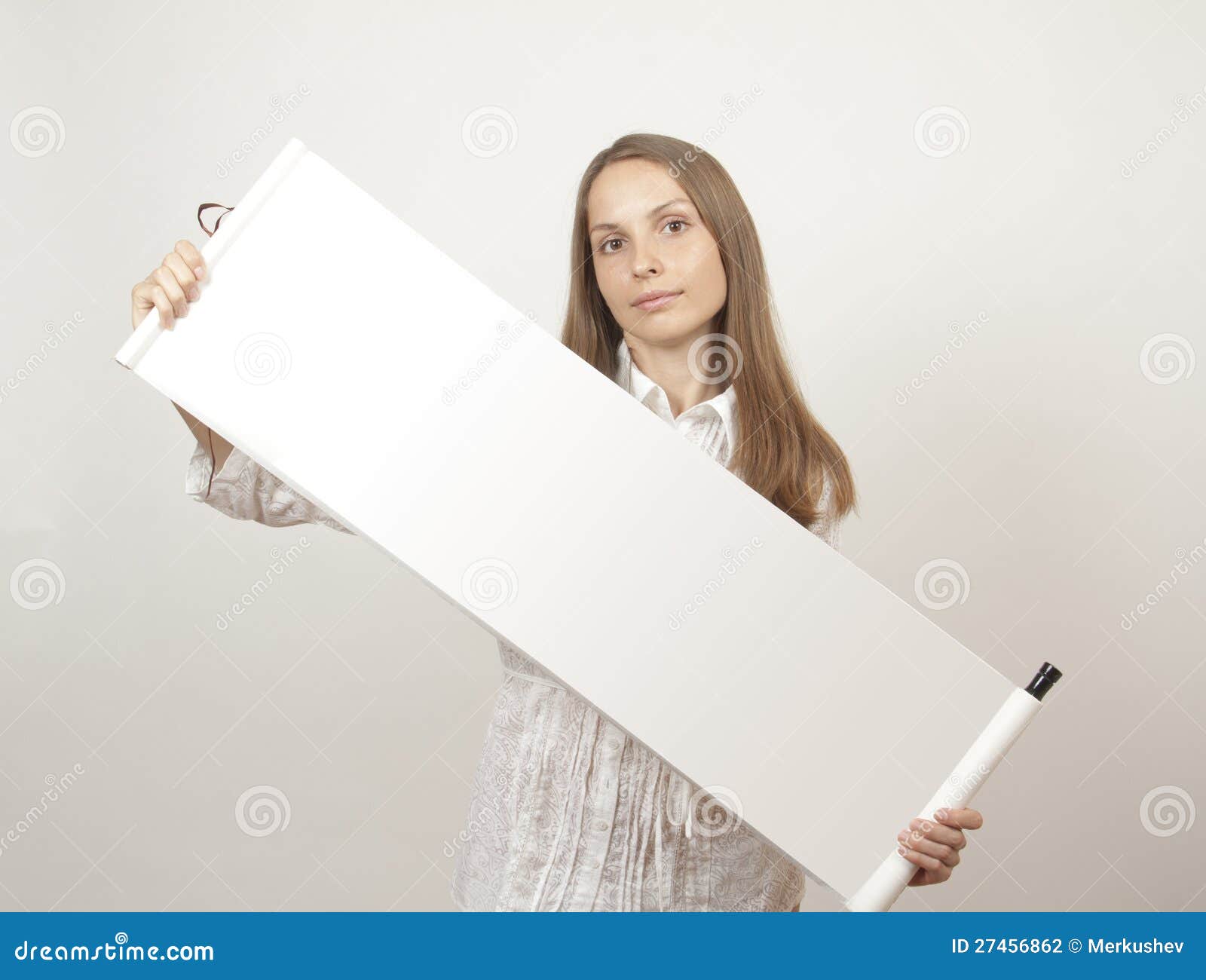 Woman holding scroll stock photo. Image of holding, white - 27456862