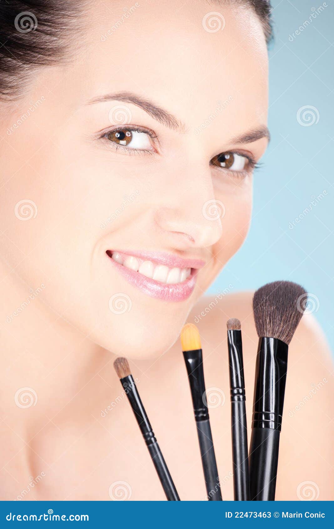 Woman Holding Set of Make Up Brushes Stock Image - Image of girl, brush ...