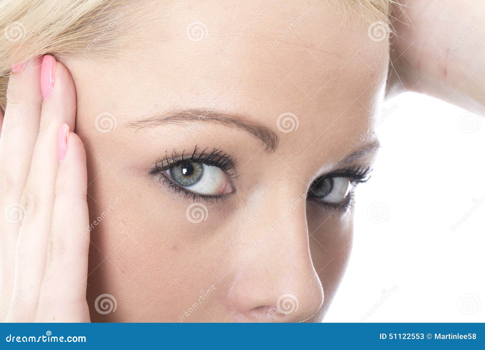 Woman Holding Side of Face with Headache Stock Image - Image of ...