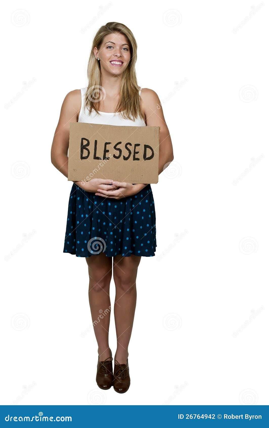 Woman Holding Sign that Says Blessed Stock Photo - Image of female ...