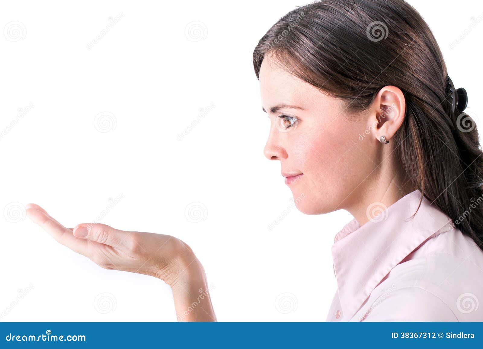 Woman Holding Something on the Palms. Stock Photo - Image of optimistic ...
