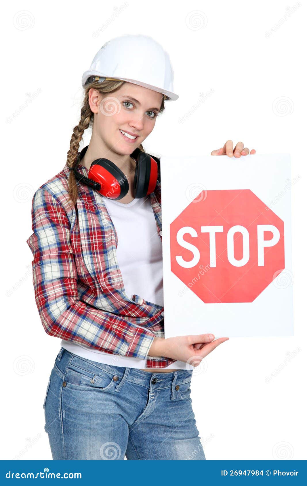 Woman holding stop sign stock photo. Image of debar, corporate - 26947984
