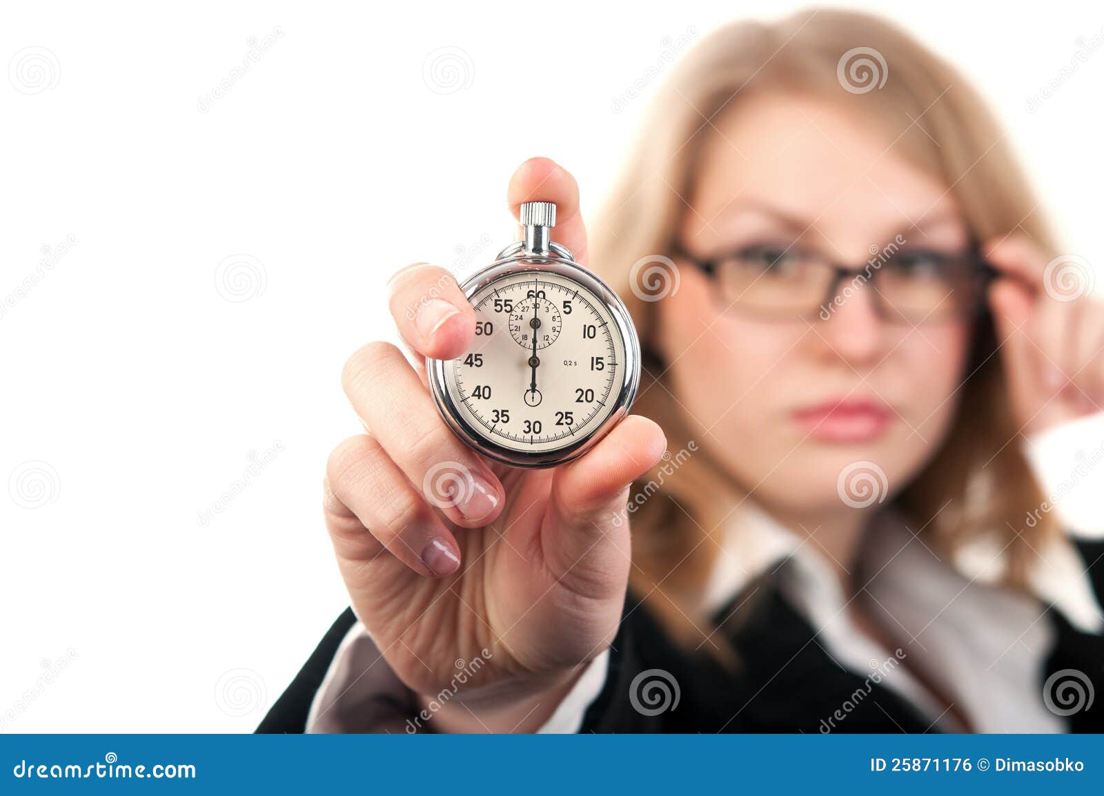 Woman holding a stopwatch stock photo. Image of round - 25871176
