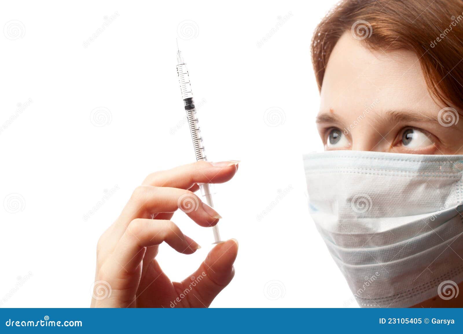 Woman holding syringe stock image. Image of woman, syringe - 23105405