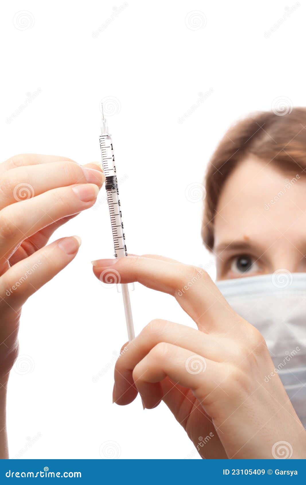 Woman holding syringe stock image. Image of white, mask - 23105409