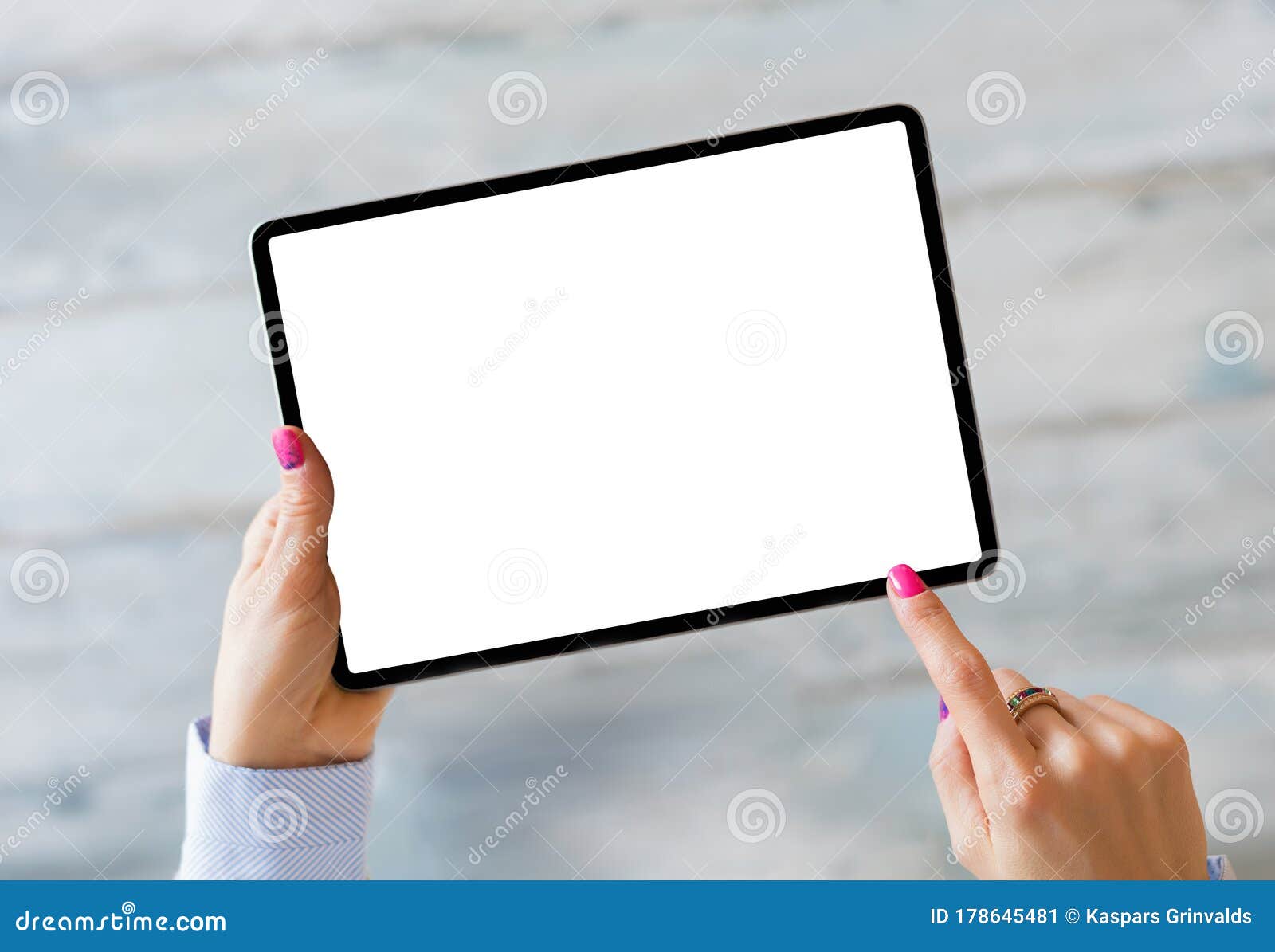 Woman Holding Tablet with Empty Screen Stock Image - Image of tablet ...