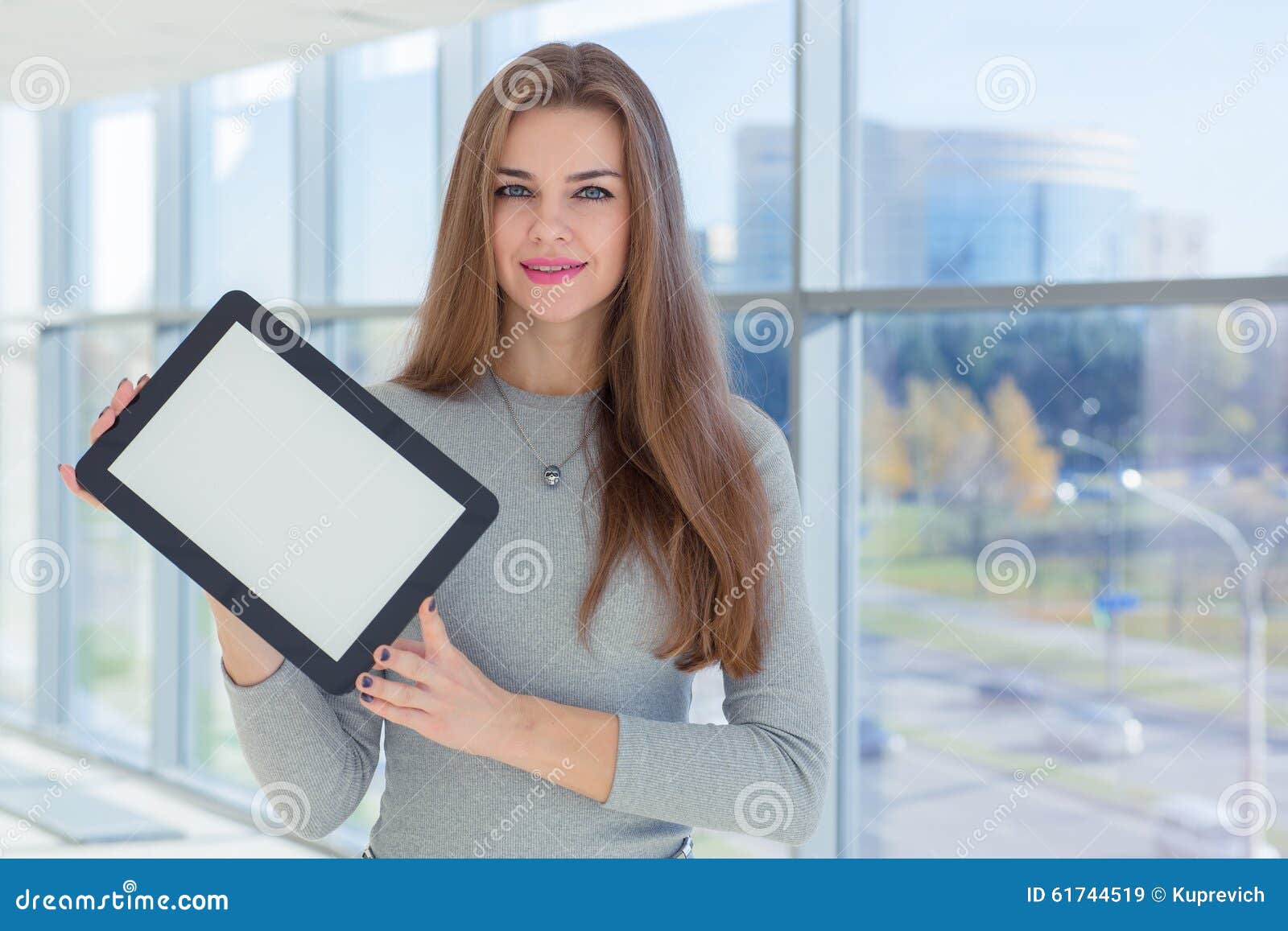 Woman Holding Tablet in Hand Stock Image - Image of manager, people ...