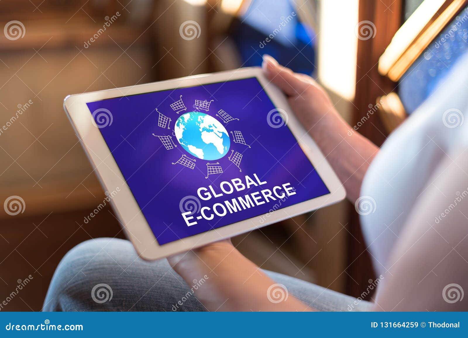 Global E-commerce Concept on a Tablet Stock Image - Image of connecting ...