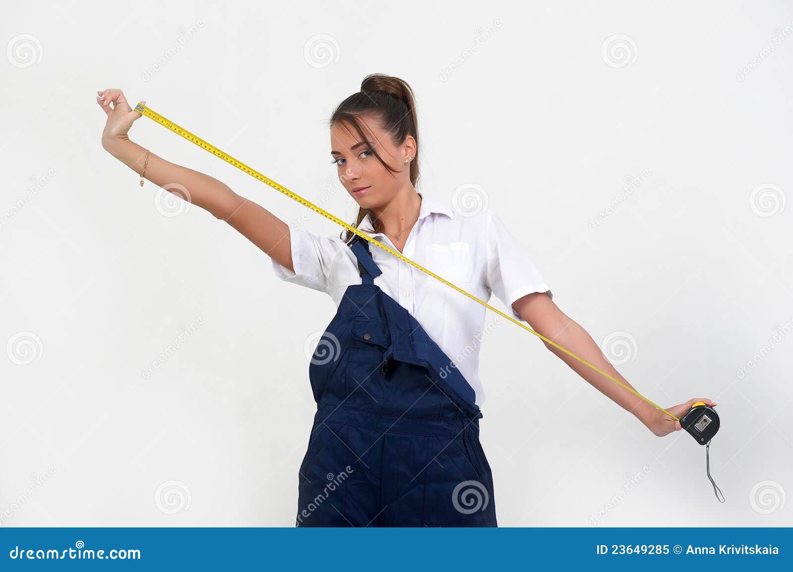 Woman holding tape measure stock image. Image of beauty - 23649285