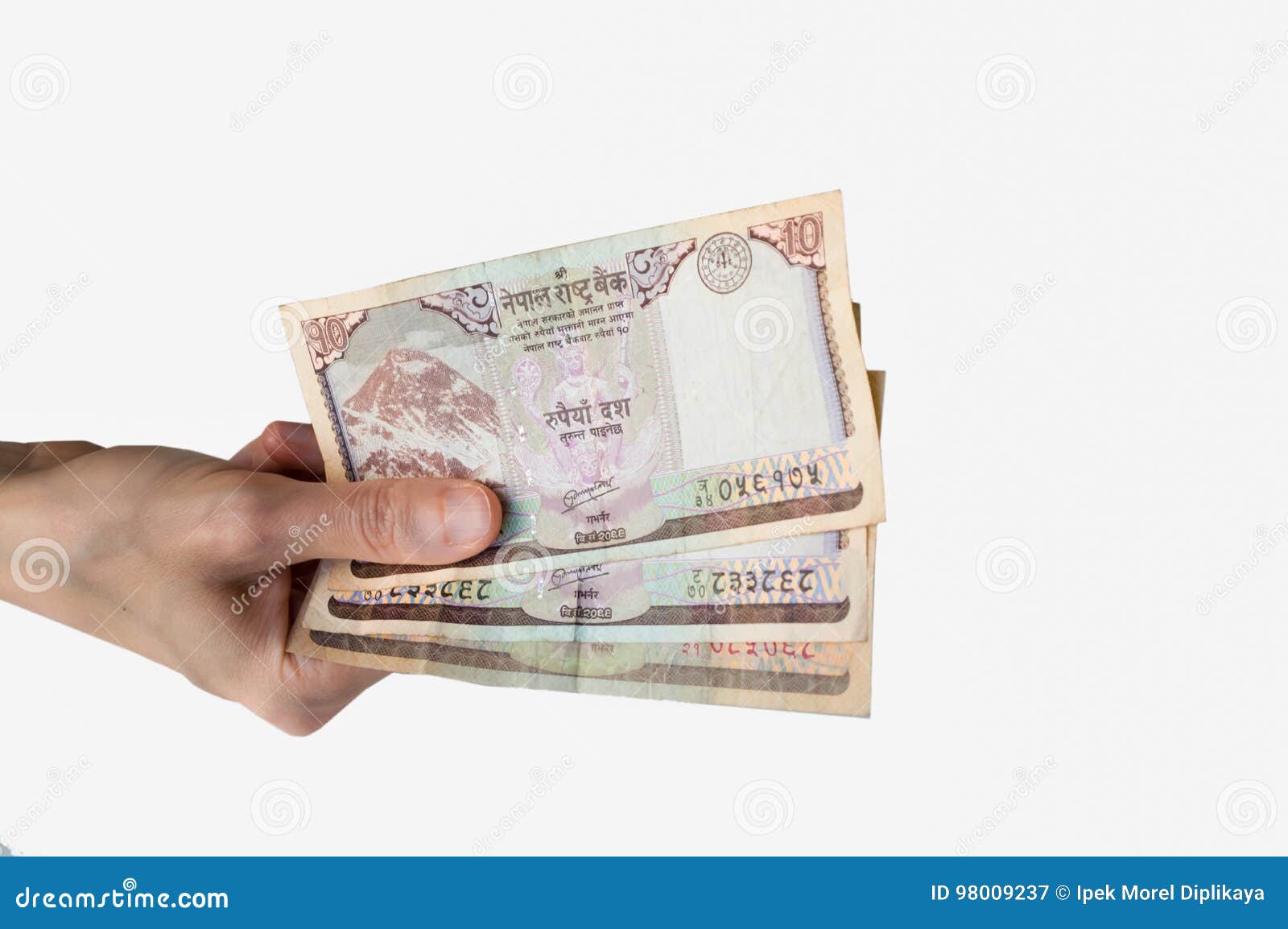 Woman Holding Thirty Nepal Rupees Notes in Her Hand Stock Image - Image ...
