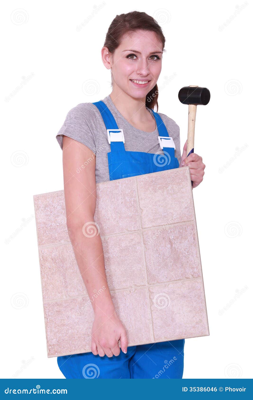 Woman holding tiles stock photo. Image of hold, holding - 35386046
