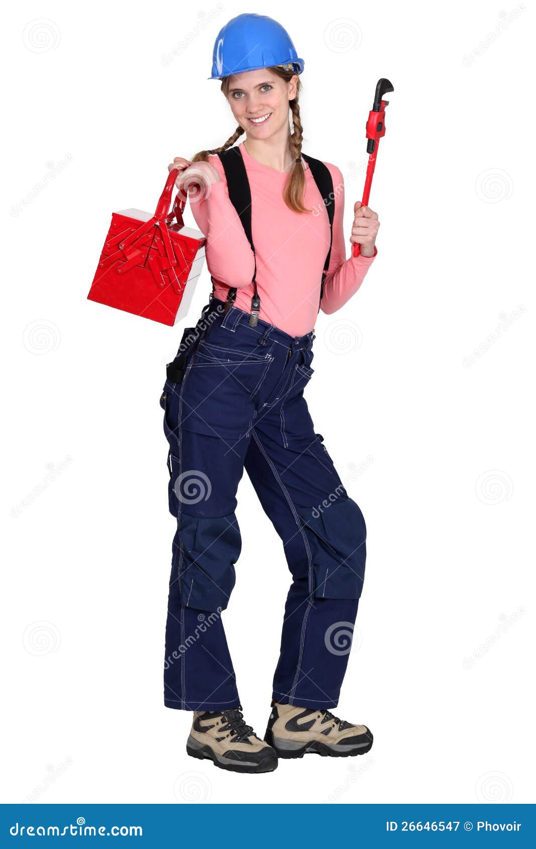 Woman holding tool box stock image. Image of hobby, hammer - 26646547