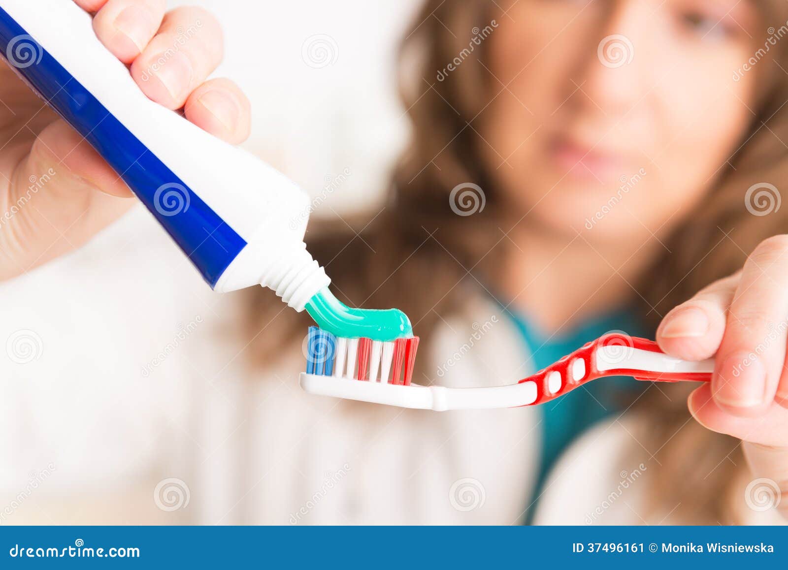 Woman Holding Toothbrush and Toothpaste Stock Image - Image of face ...