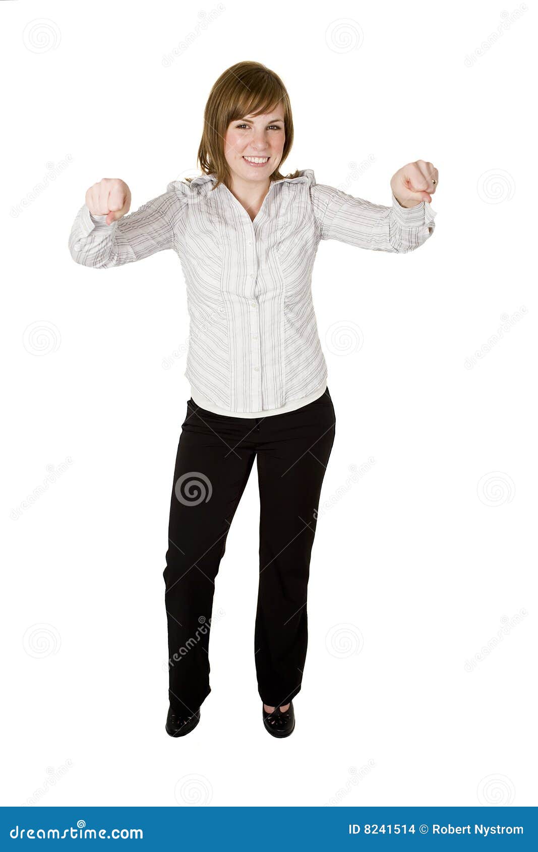 Woman holding up object stock photo. Image of isolated - 8241514