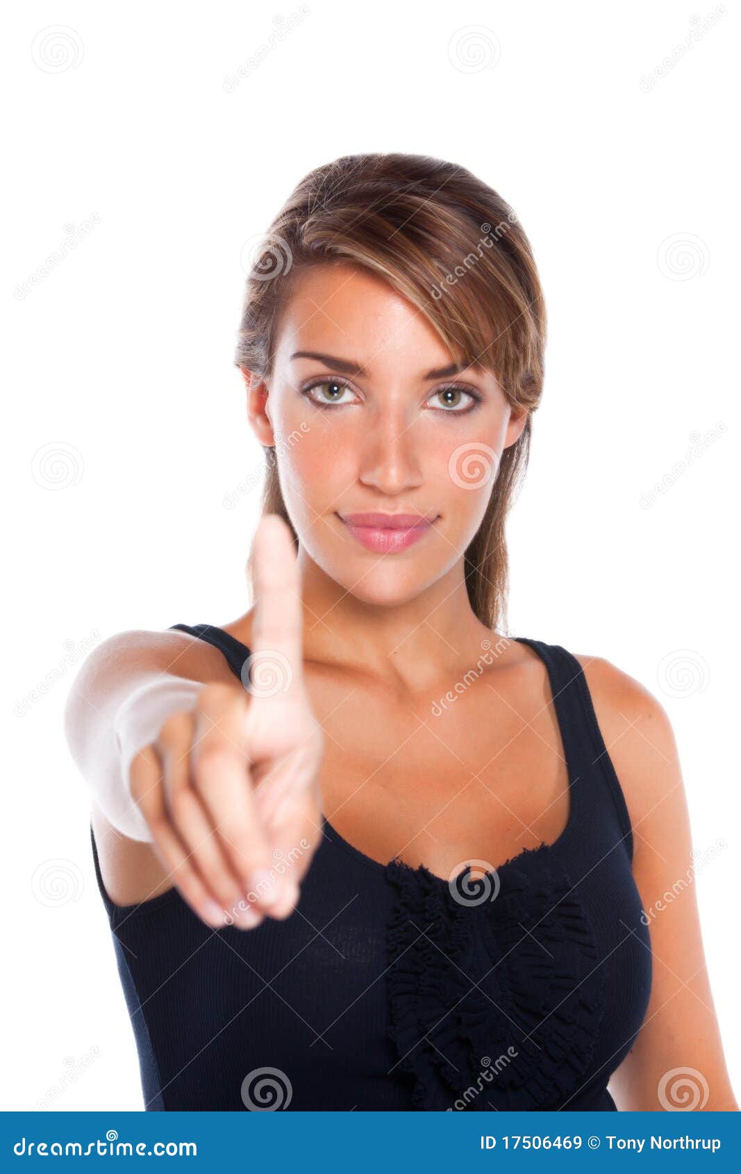 Woman Holding Up One Finger Stock Image - Image of pretty, attractive ...
