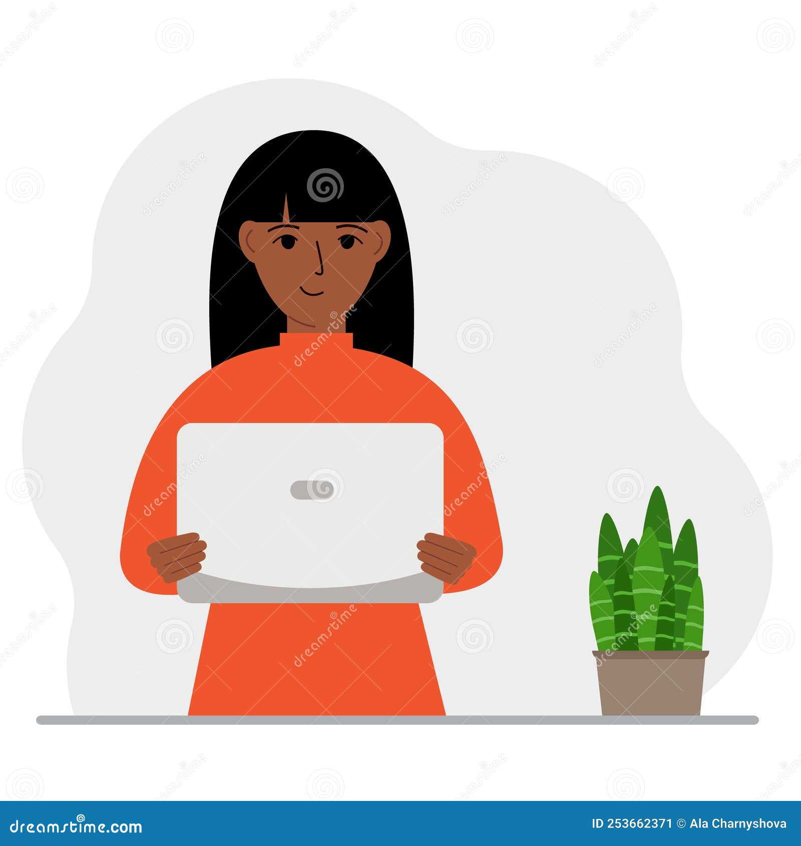 A Woman is Holding or Using a Laptop Computer PC. Laptop Computer ...