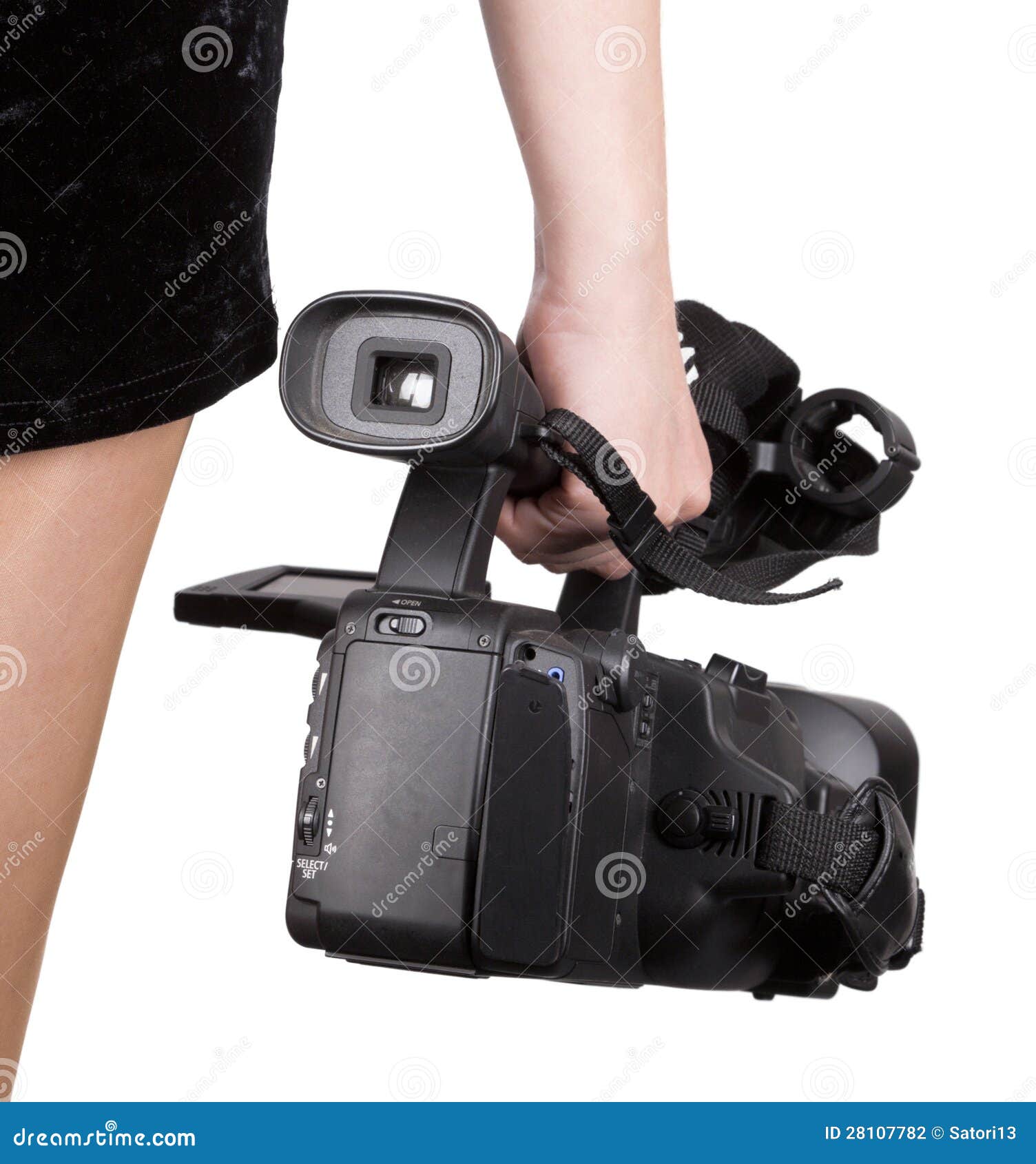 Woman holding video camera stock photo. Image of isolated - 28107782