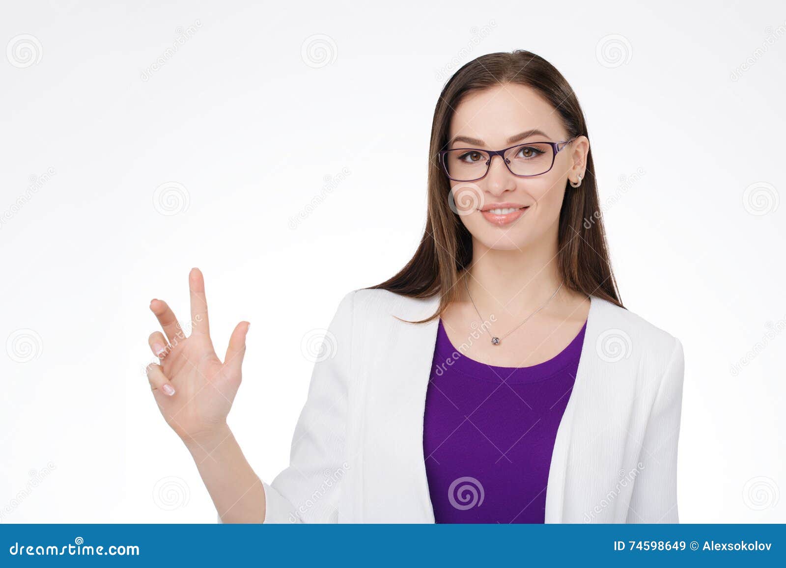Woman Holding Virtual Object in Her Hands Stock Image - Image of office ...