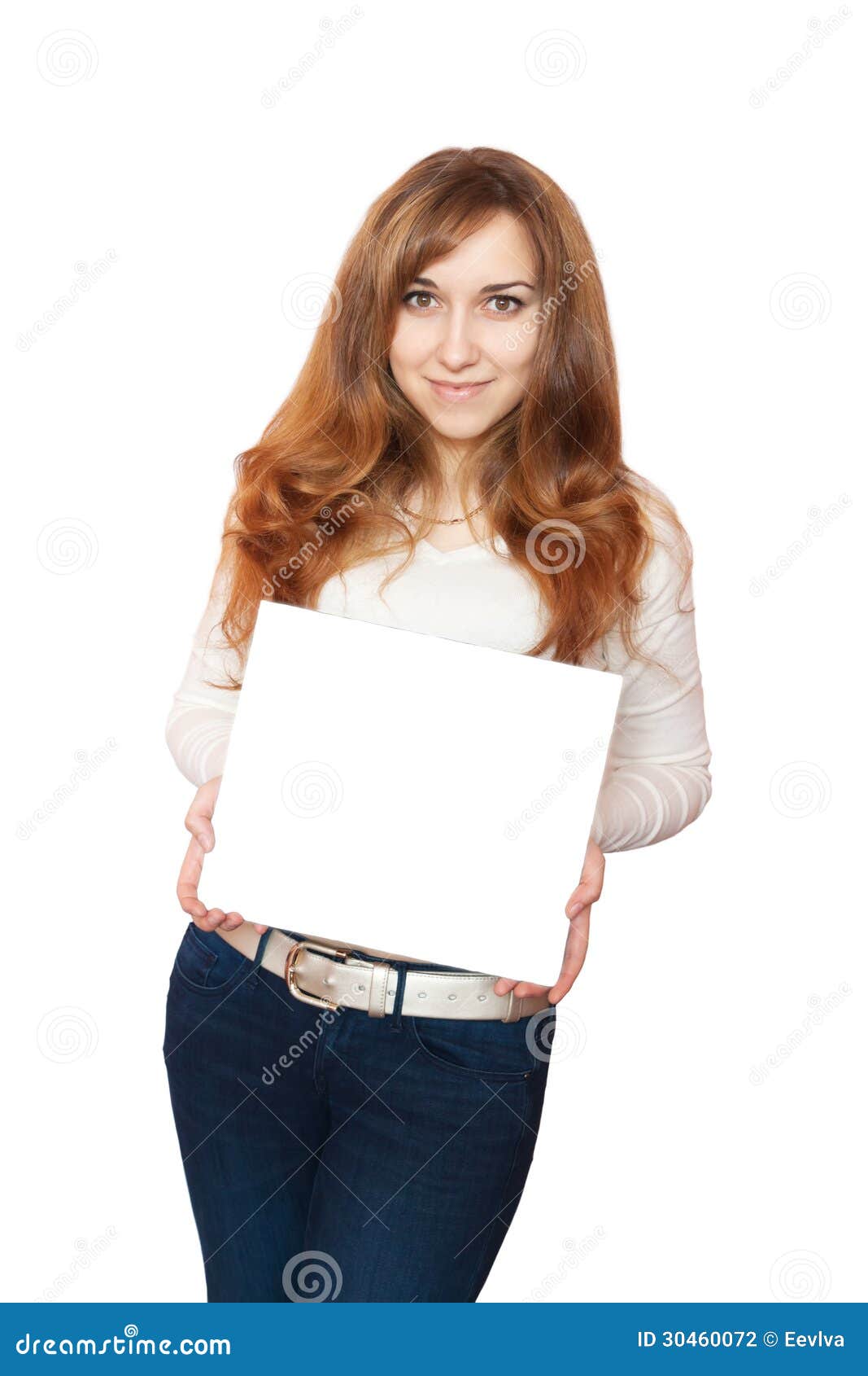 Woman Holding White Empty Form. Stock Photo - Image of academic ...