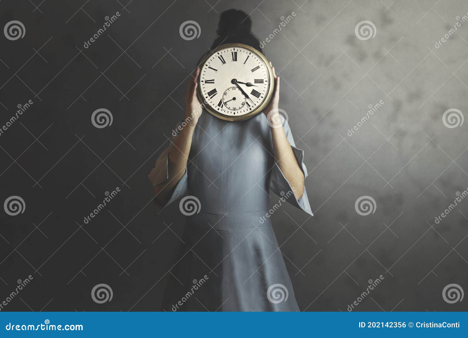 Woman Holds a Clock in Front of Her Face Stock Photo - Image of clock ...