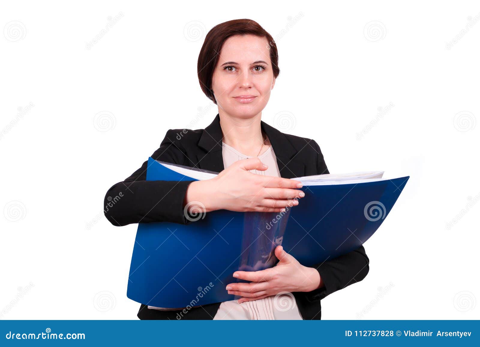 The Woman Holds the Folder with Documents Stock Photo - Image of ...