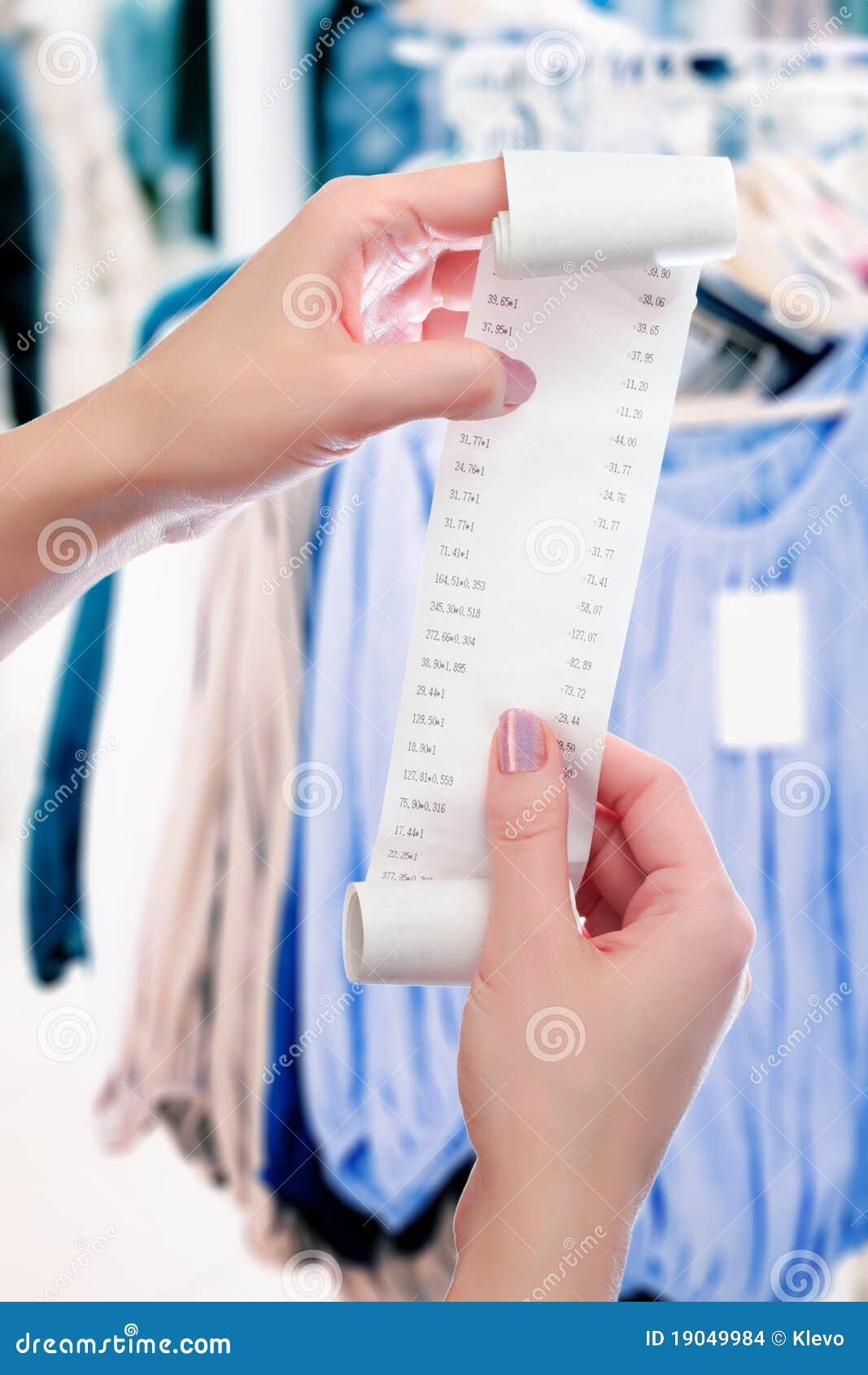 Woman Holds in Her Printed Receipt at Shop Stock Photo - Image of ...