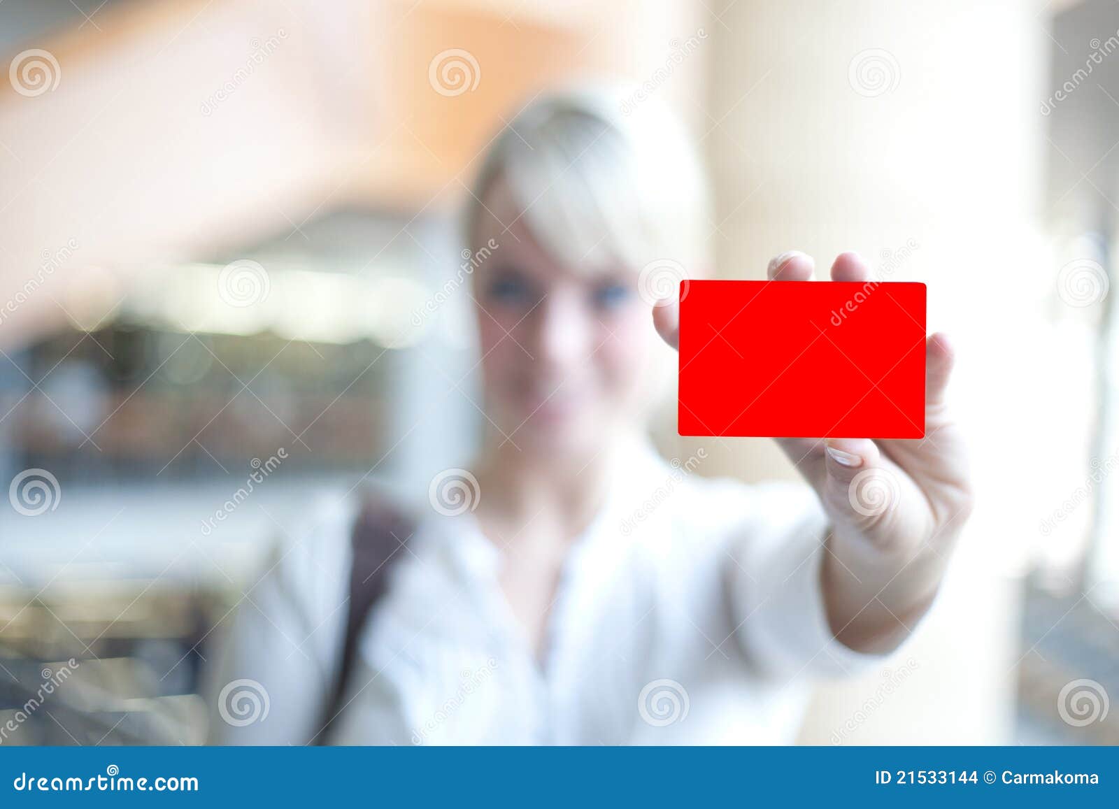 Woman Holds an Identification Card Stock Photo - Image of identity ...