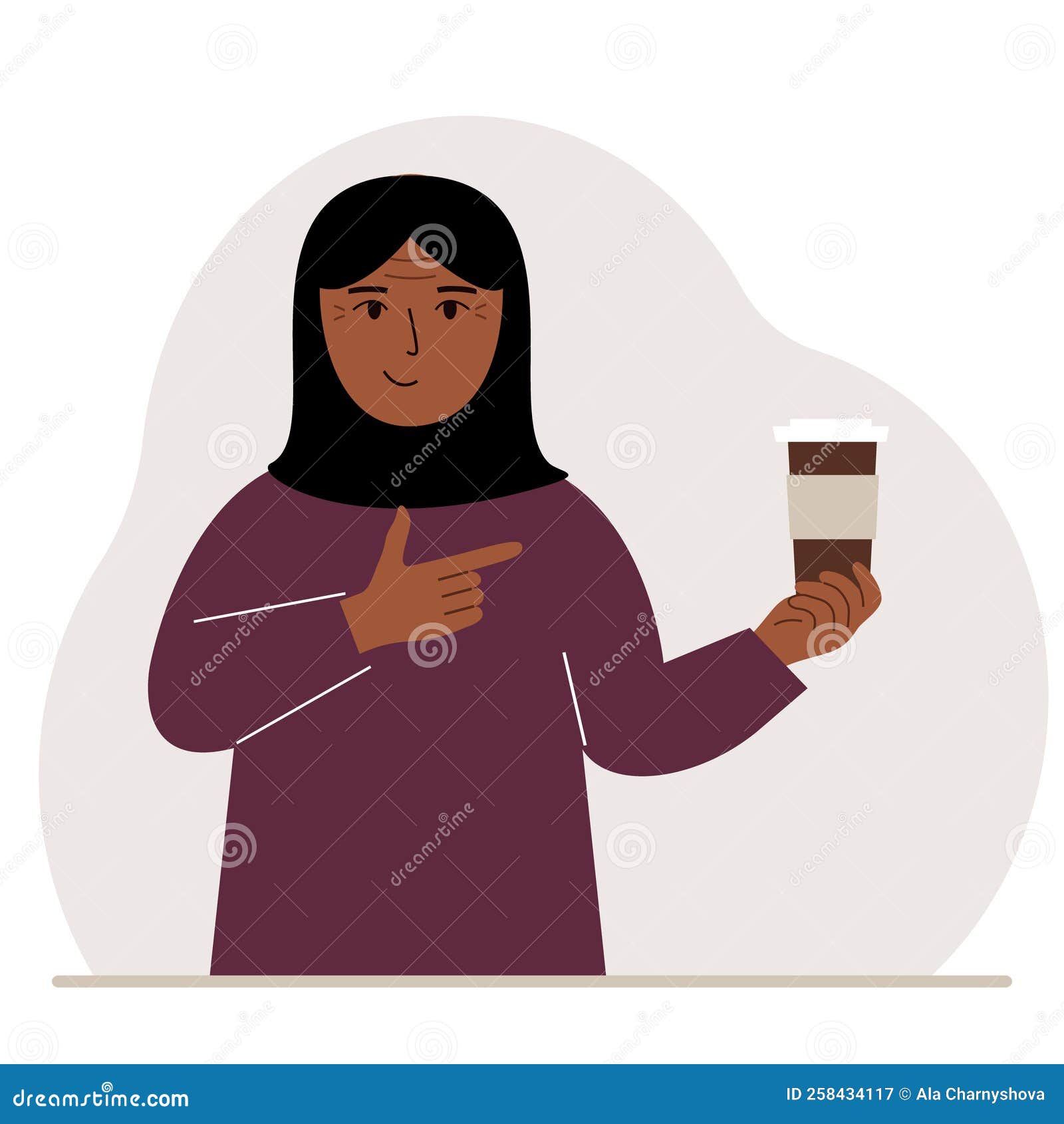 A Woman Holds a Paper Cup with Coffee. Stock Illustration ...