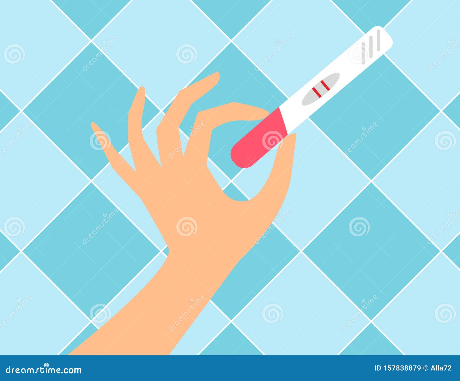 Woman Holds a Pregnancy Test in Her Hand. Vector Stock Vector ...