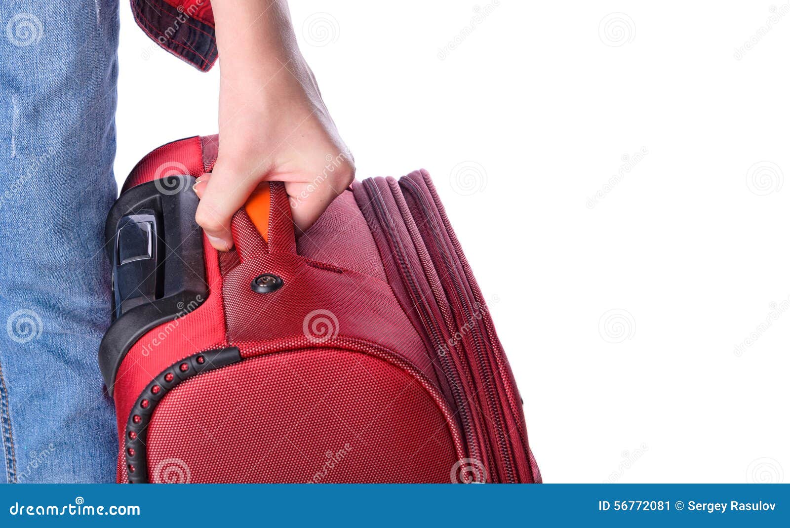 Woman Holds Suitcase in Hands. Stock Image - Image of female, hand ...