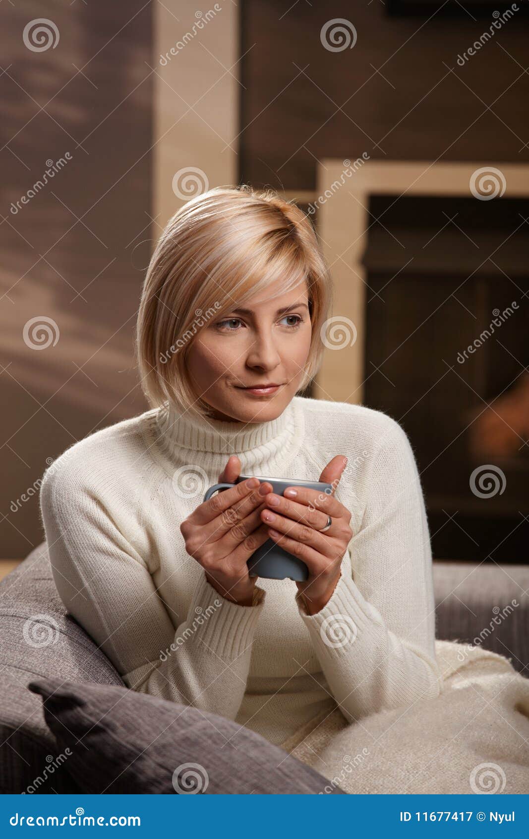 Woman at home stock image. Image of drink, drinking, blonde - 11677417