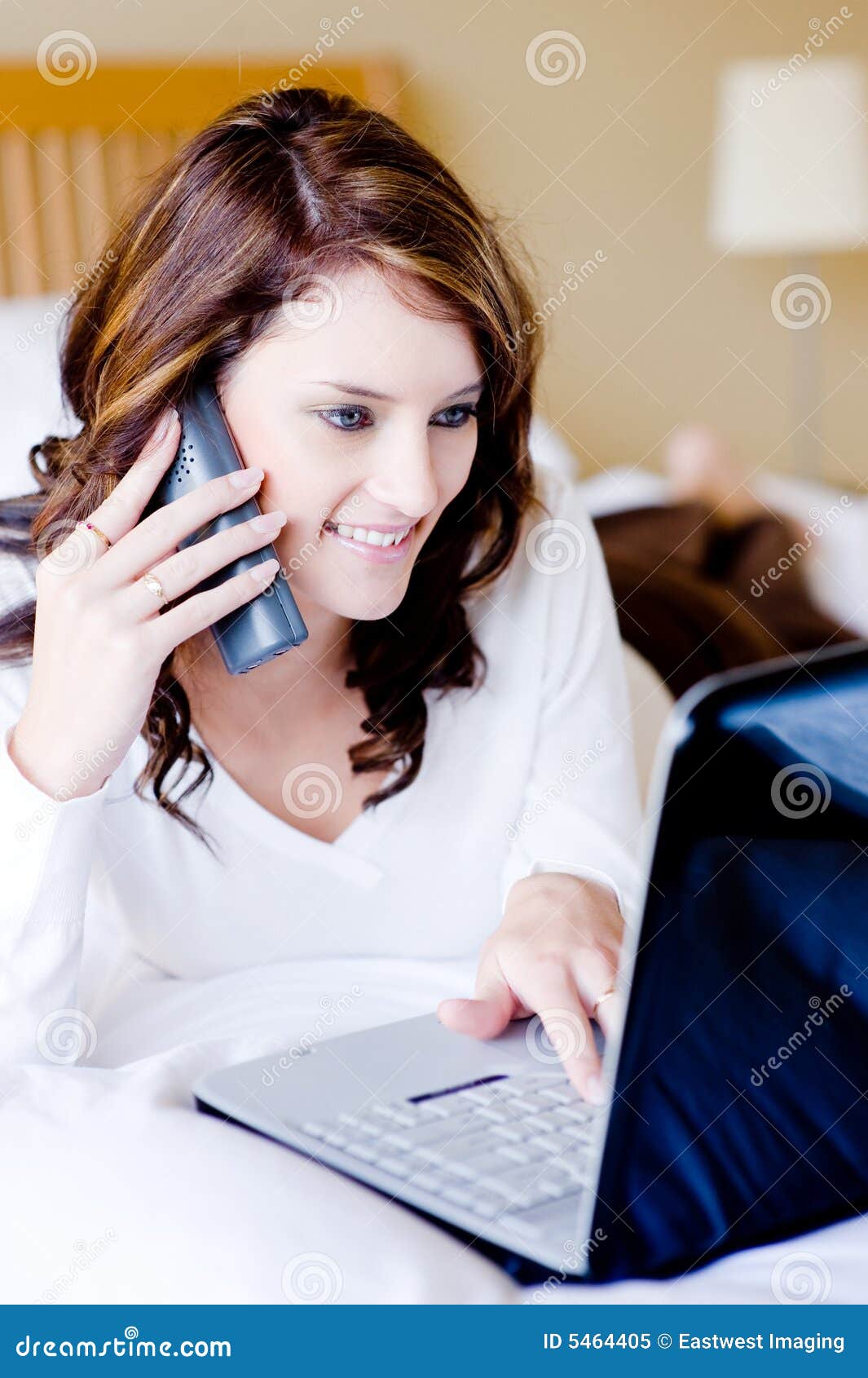 Woman at Home stock image. Image of mobile, inside, beautiful - 5464405