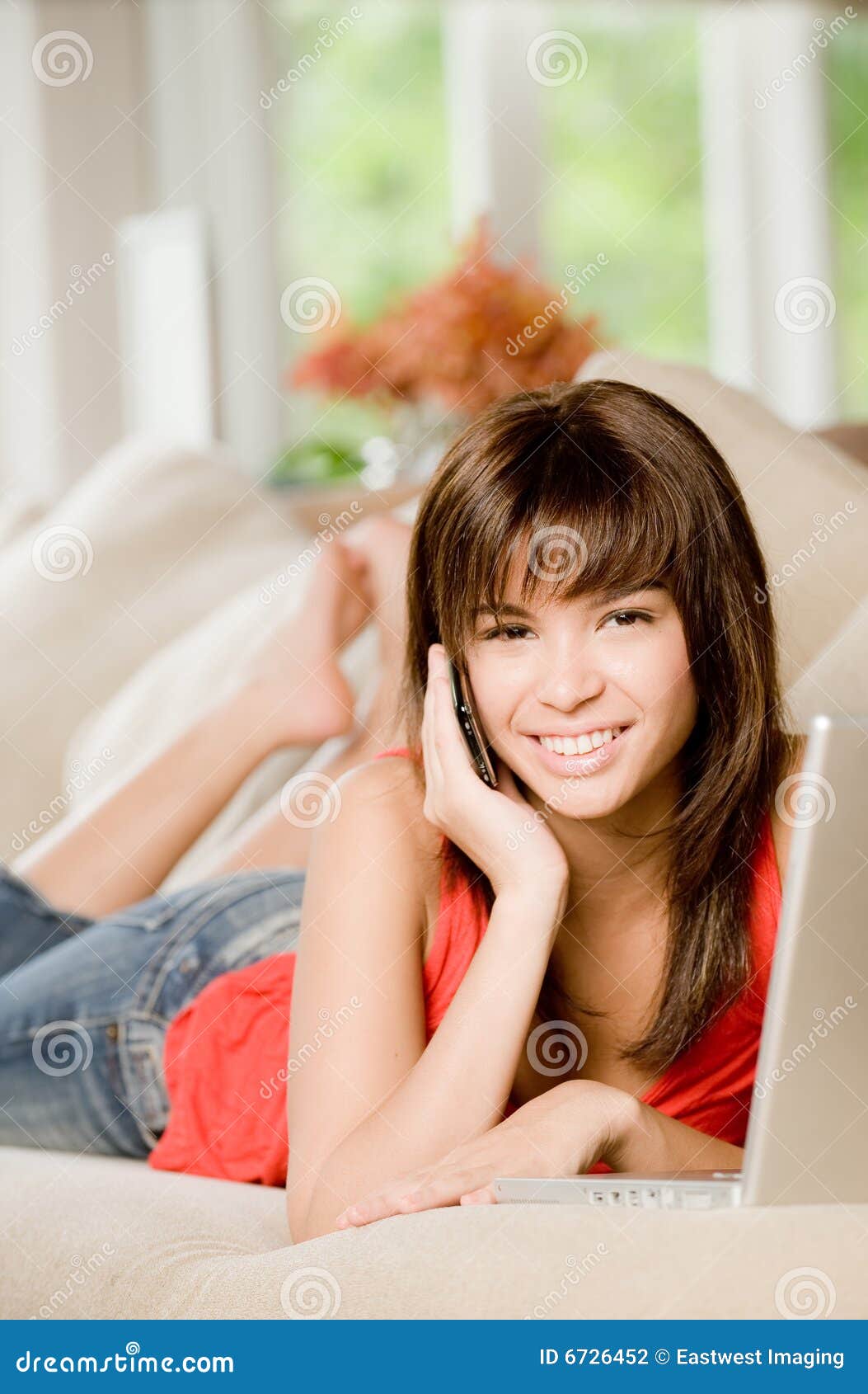 Woman at Home stock photo. Image of indoors, woman, holding - 6726452