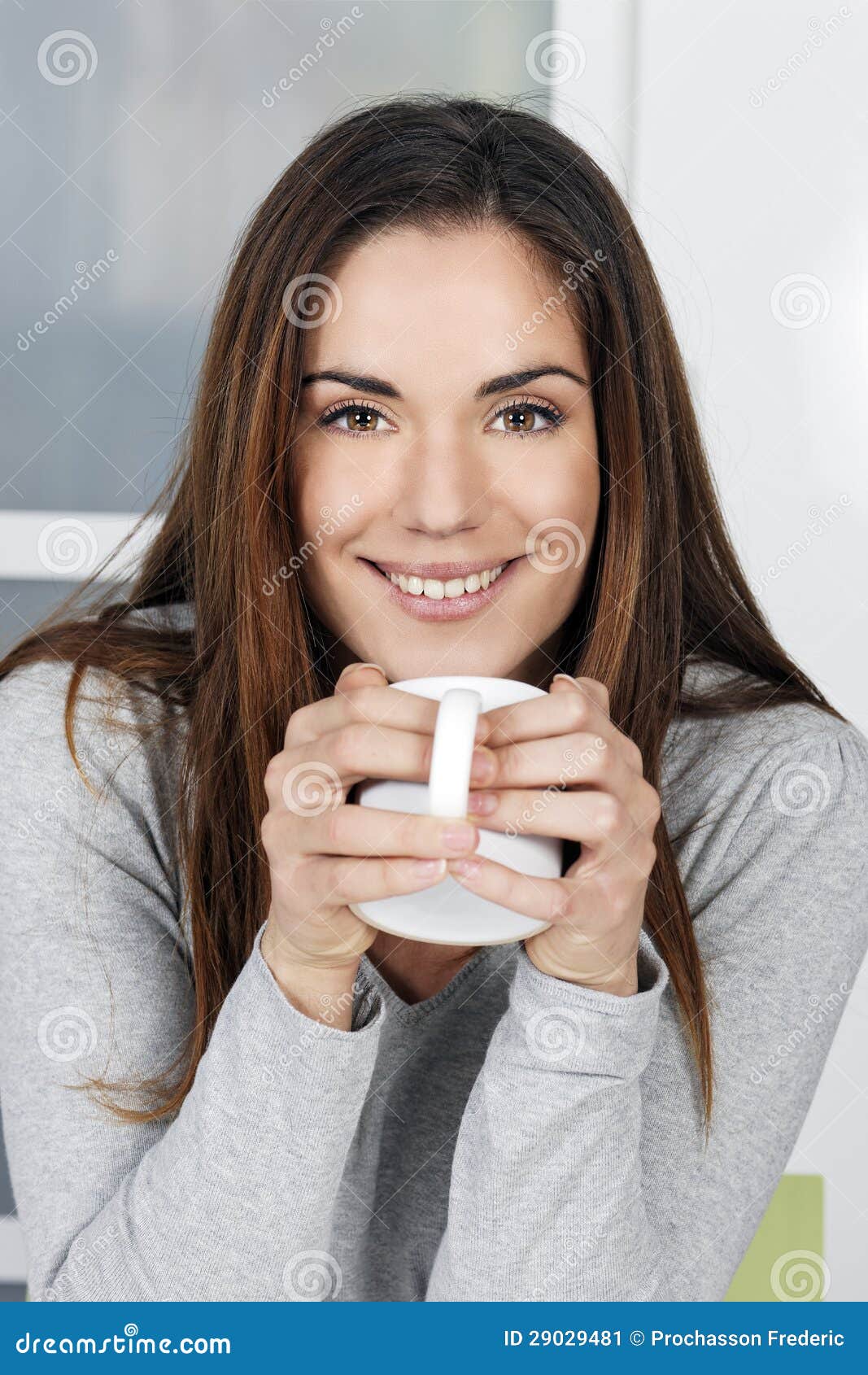 Woman at Home Sipping Tea from a Cup Stock Image - Image of dreaming ...