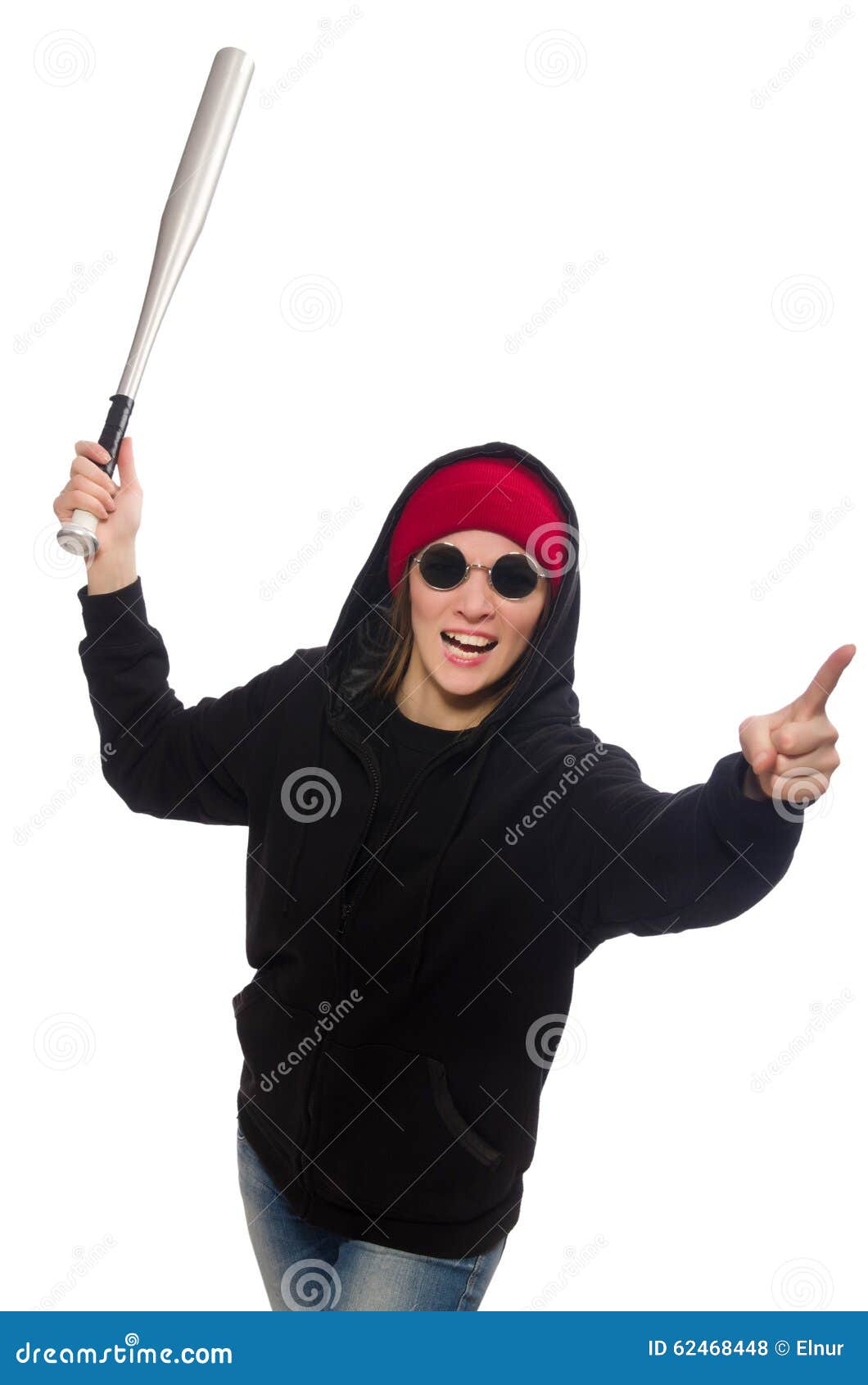 Woman Hooligan Isolated on the White Stock Photo - Image of danger ...