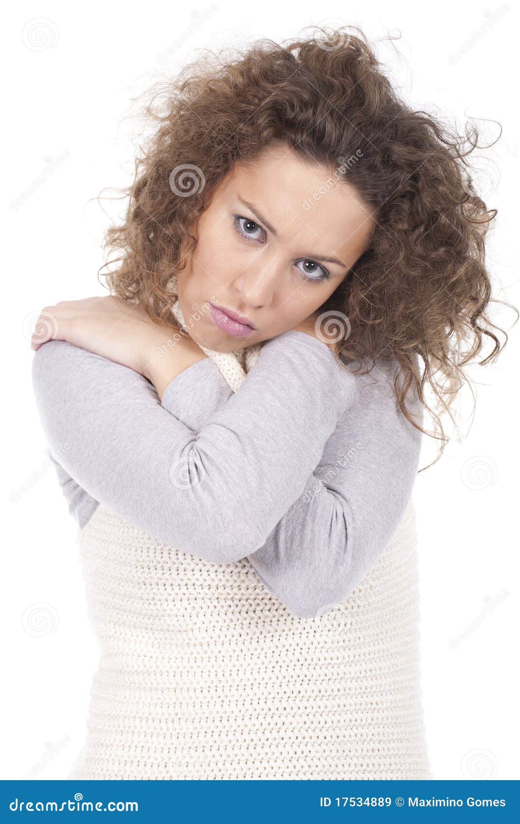 Woman hugging herself stock image. Image of desire, adult - 17534889